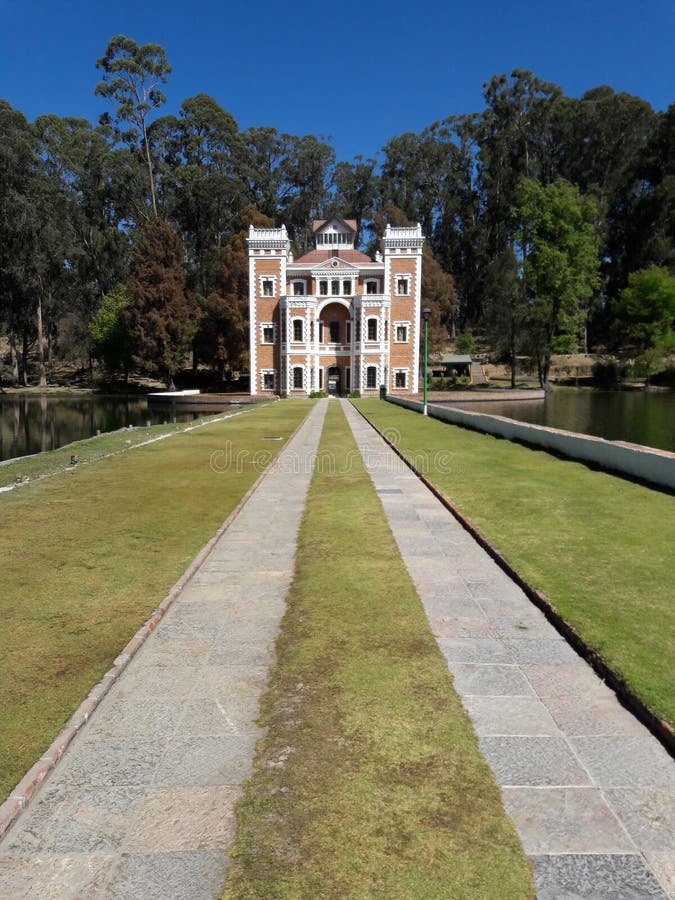 Little castle stock image. Image of walkway, fores, lake - 93819089