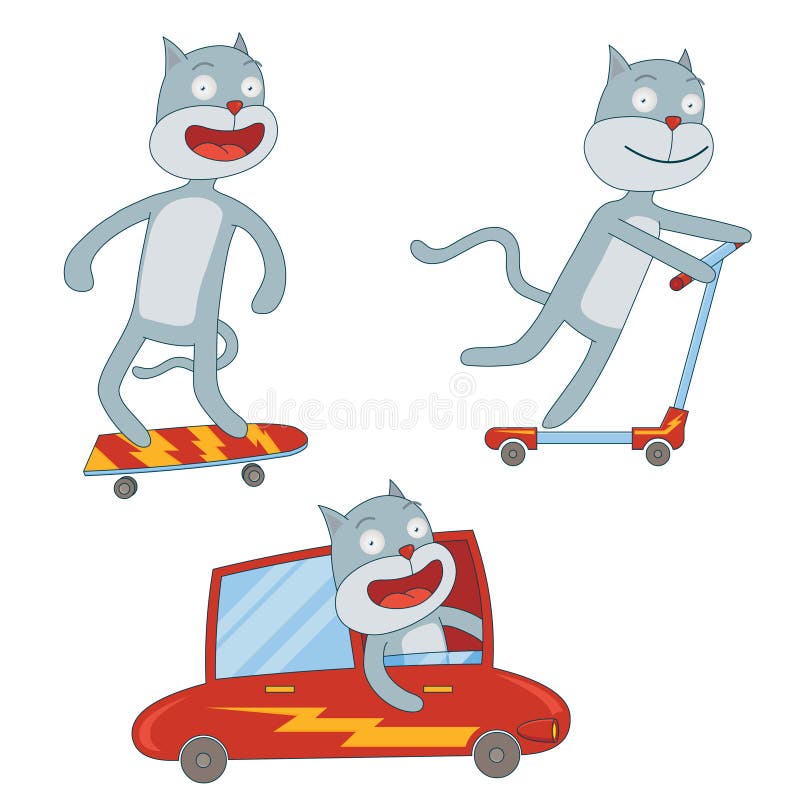 Little cat in action stock vector. Illustration of cute - 134451701