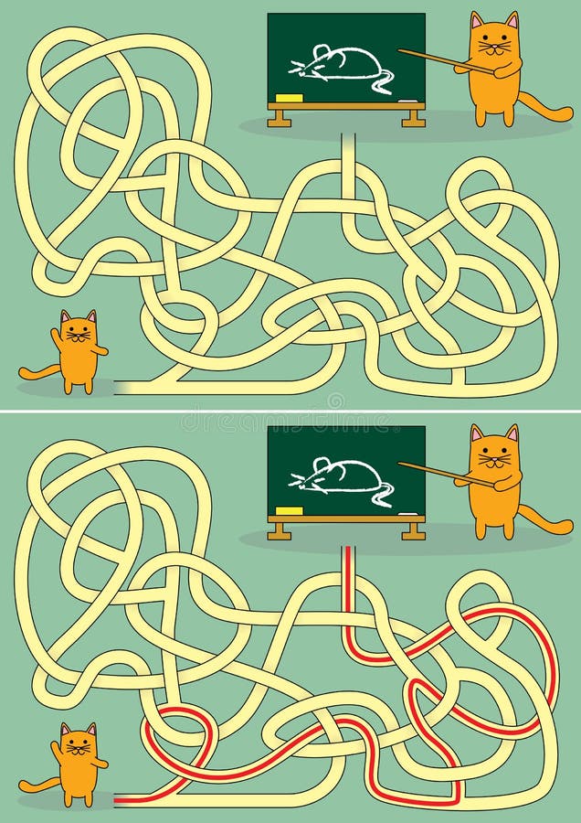 Little cat maze stock illustration. Illustration of composition - 125231939
