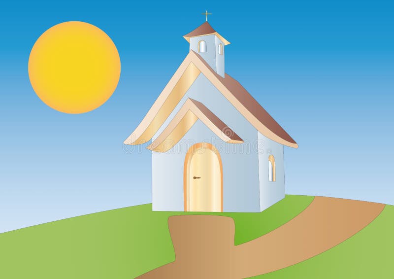 Simple Drawing of a Little Church Stock Vector - Illustration of ...