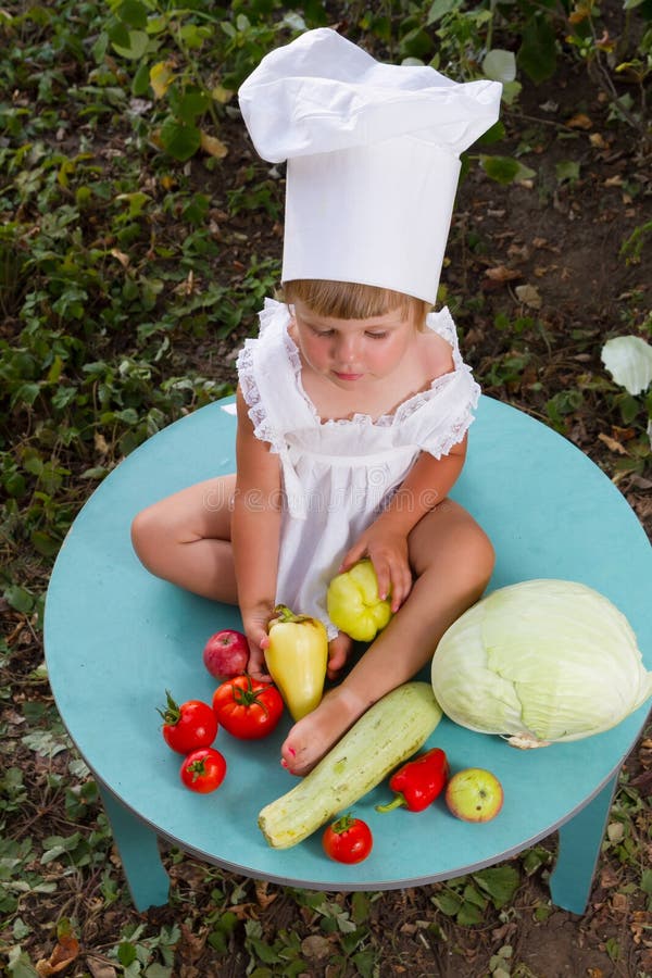 Little chef stock photo. Image of chef, vegetables, girl - 43528274