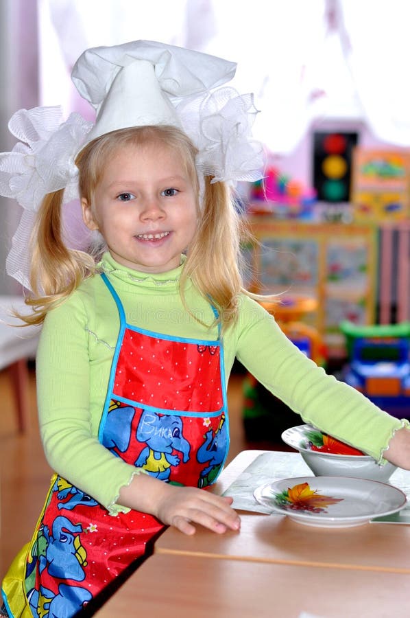 Little chef stock image. Image of blond, girl, puts, child - 50827331