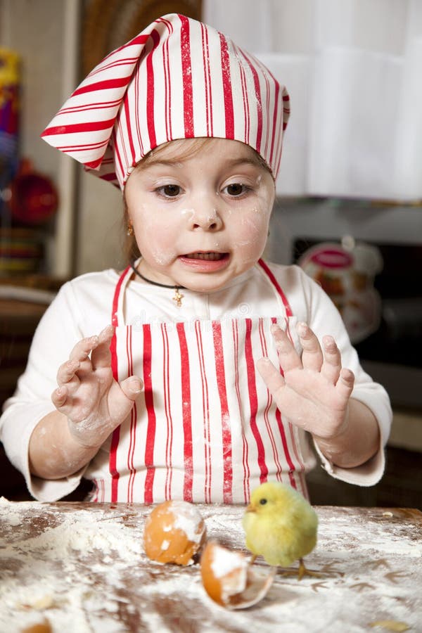 Baby Chef Cooks in the Oven Food Stock Image - Image of house ...