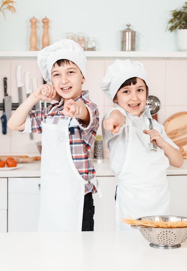 Little Chef in the Kitchen Preparing Food Stock Photo - Image of bakery ...