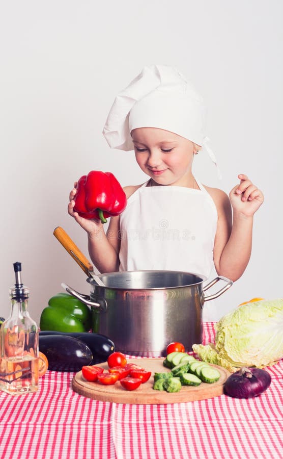 Little chef stock image. Image of person, salad, lunch - 62107295