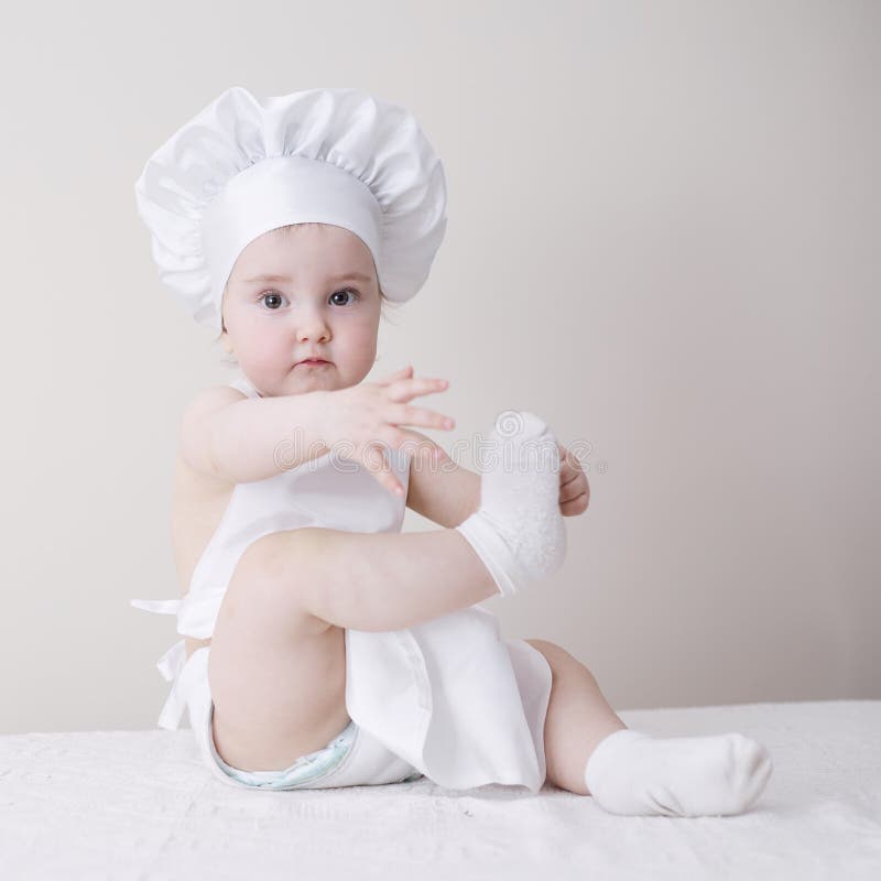 Baby Chef Cooks in the Oven Food Stock Image - Image of house ...