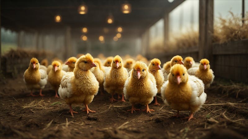 The Little Chickens in the Smart Farming Stock Illustration ...