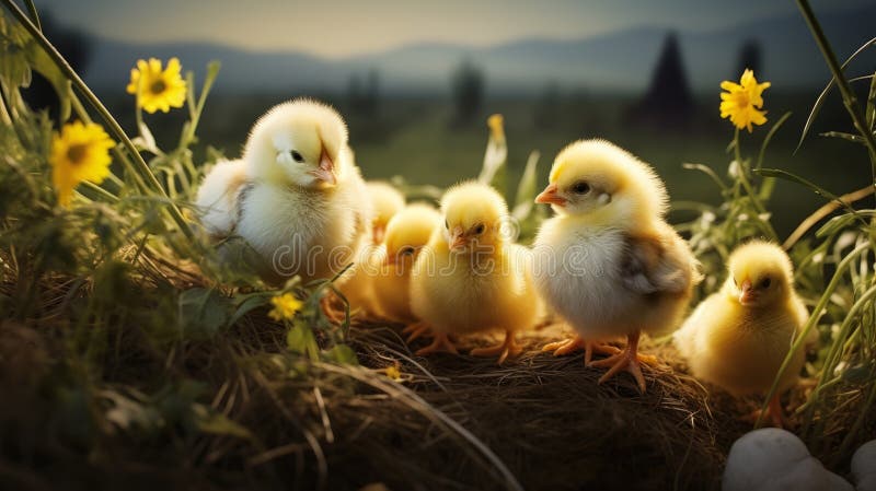 The Little Chickens in the Smart Farming Stock Illustration ...