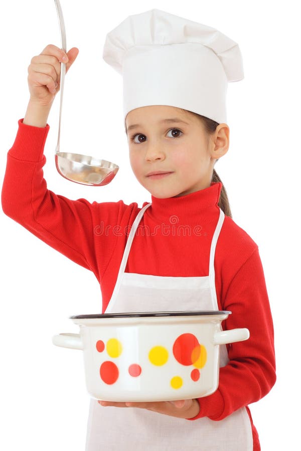 Little Chief-cooker with Ladle and Pot Stock Image - Image of isolated ...