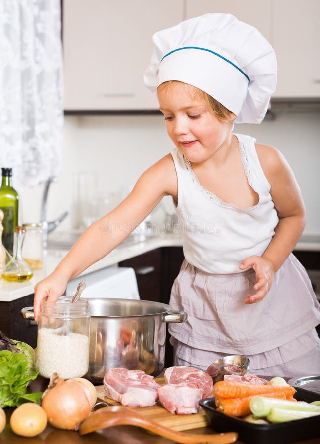 Little Child Cooking Soup with Vegetables Stock Photo - Image of chef ...