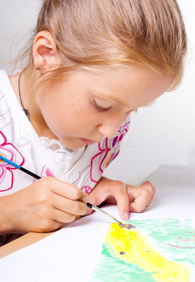 Little child drawing stock photo. Image of girl, expression - 21042458