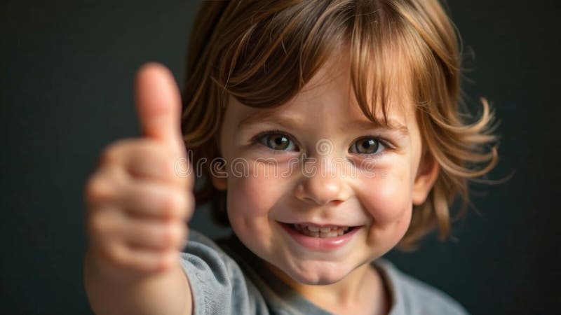 Little Child Giving Thumbs Up and Smiling at Camera Stock Photo - Image ...