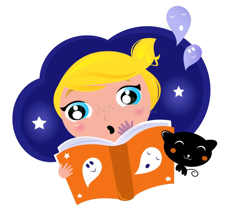 Little Child Has Fear when Reading Story. Stock Vector - Illustration ...