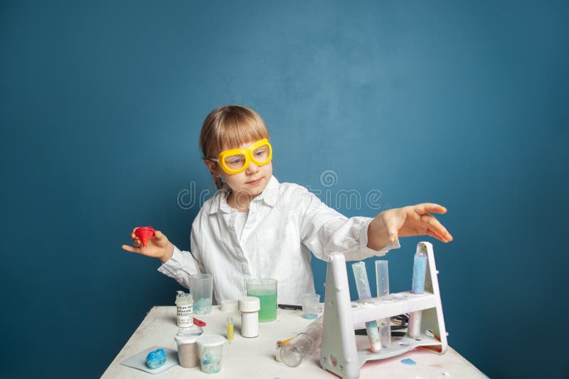 Little Child Making Science Experiments. Education and Science Concept ...