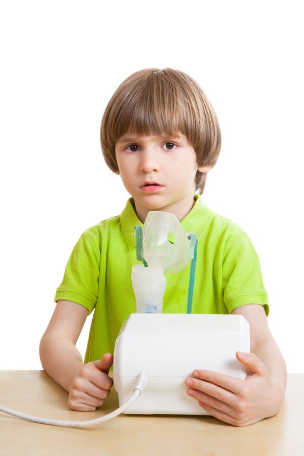 Little Child with Nebulizer Stock Photo - Image of elementary, male ...