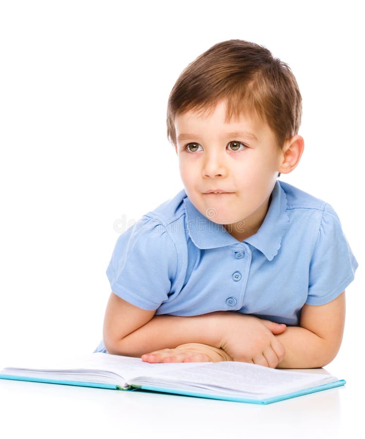 Little Child Play with Book Stock Photo - Image of intelligent, closeup ...