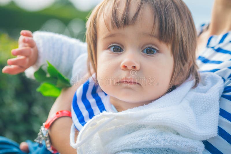 Little Child is Playing in Park Alone Stock Image - Image of infant ...
