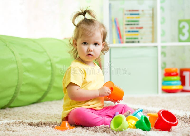 Little Child Playing With Toys Stock Image - Image of carpet ...