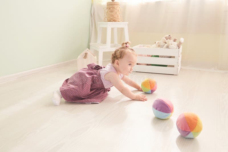 Little Child is Playing with Toys in the Studio Stock Image - Image of ...