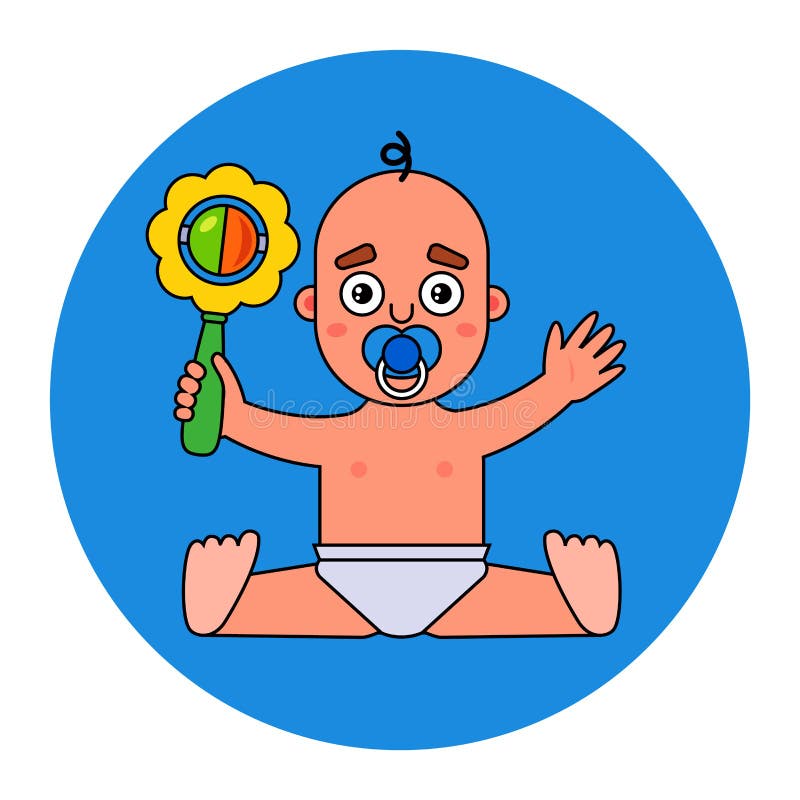 Little Child Plays with a Rattle. Shake the Toy Stock Vector ...