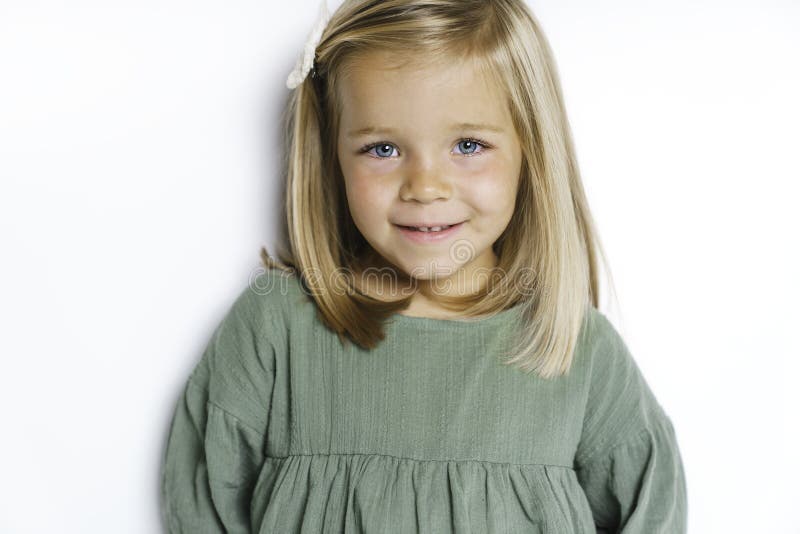 Little Child Smiling and Looking at Camera on Studio Stock Image ...