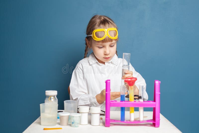 Little Child Student Doing Ecology Experiment with Ecological Equipment ...