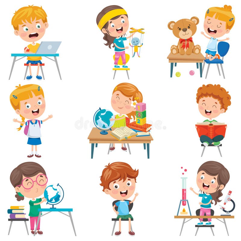 Little Children Doing Various Activities Stock Vector - Illustration of ...