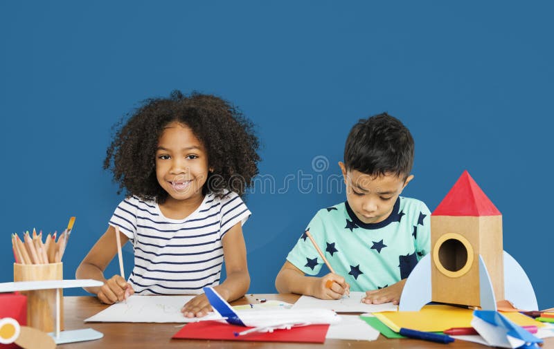 Little Children Drawing Sketching Concept Stock Photo - Image of ...