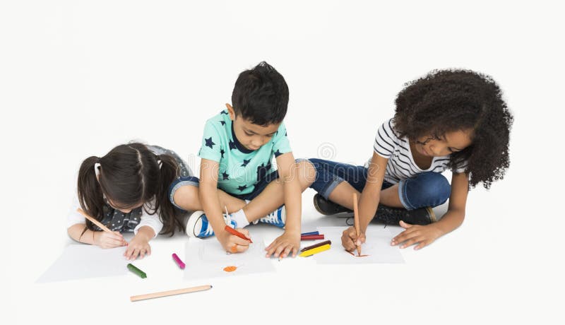 Little Children Drawing Sketching Concept Stock Photo - Image of ...