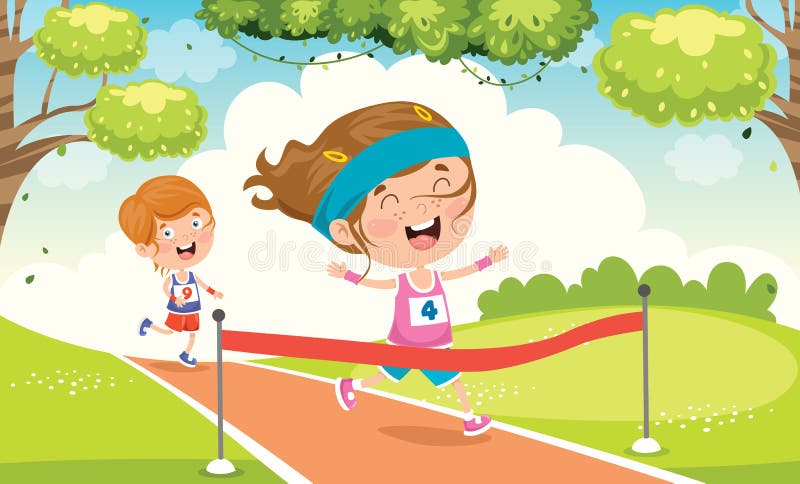 Little Children Running Outside Stock Vector - Illustration of head ...