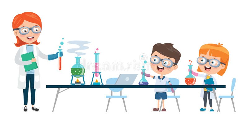 Science Kids Cartoon Kid Studying Physics Stock Illustrations – 32 ...