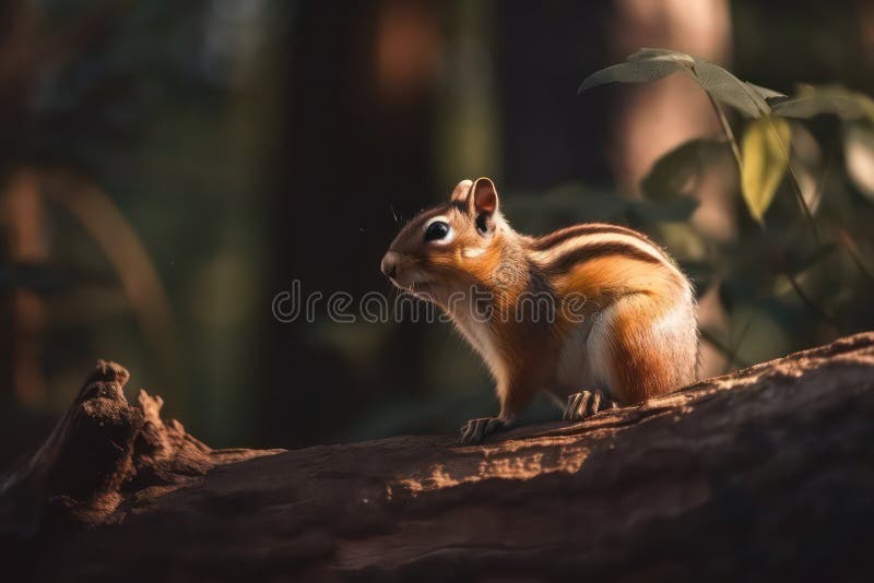 Little Chipmunk on the Tree Branch in the Forest. Stock Illustration ...