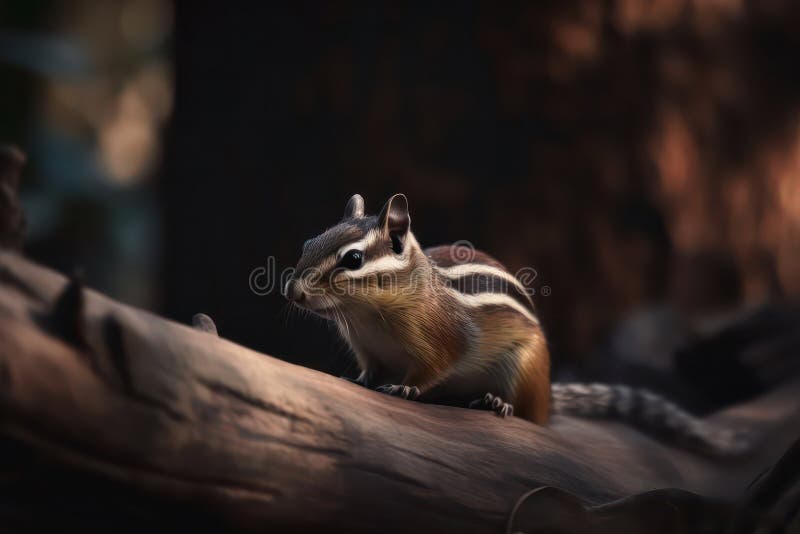 Little Chipmunk on the Tree Branch in the Forest. Stock Illustration ...