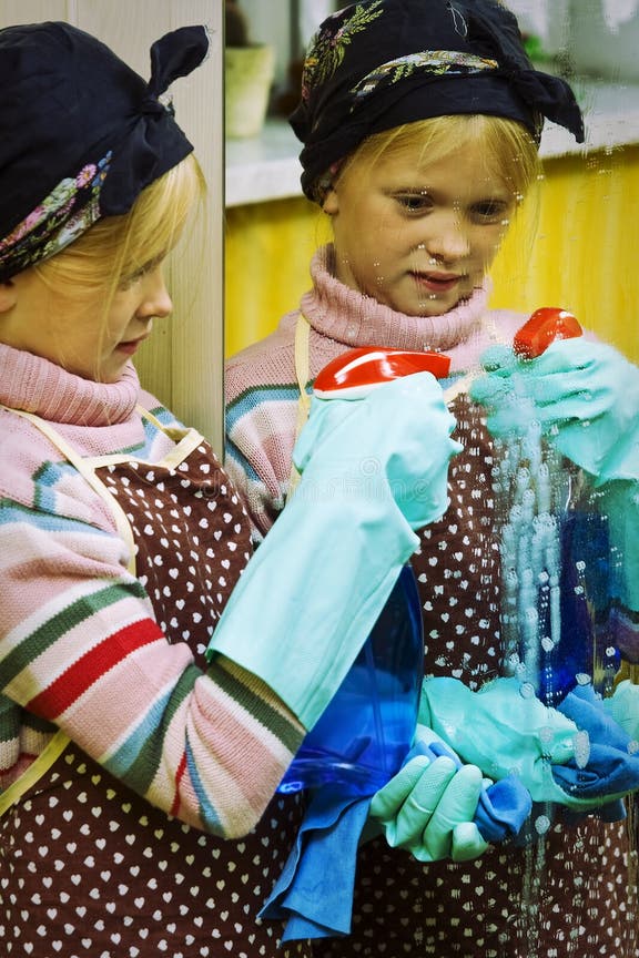 Little cleaning lady stock image. Image of dust, house - 13230039