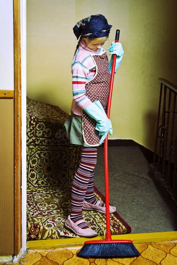 Little cleaning lady stock image. Image of housework - 13425395