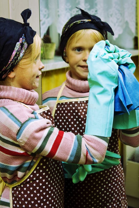 Little cleaning lady stock photo. Image of children, girl - 8648870
