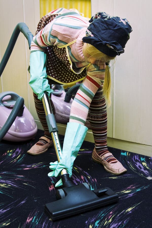 Little cleaning lady stock image. Image of chores, clean - 13230057