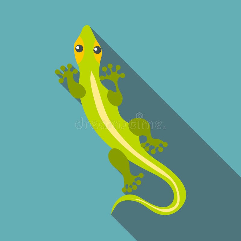 Little Clever Lizard Icon, Flat Style Stock Vector - Illustration of ...