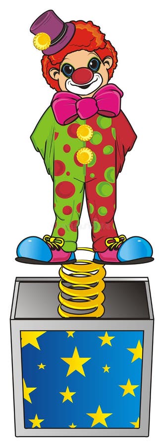 Little clown and box stock illustration. Illustration of pose - 93313321