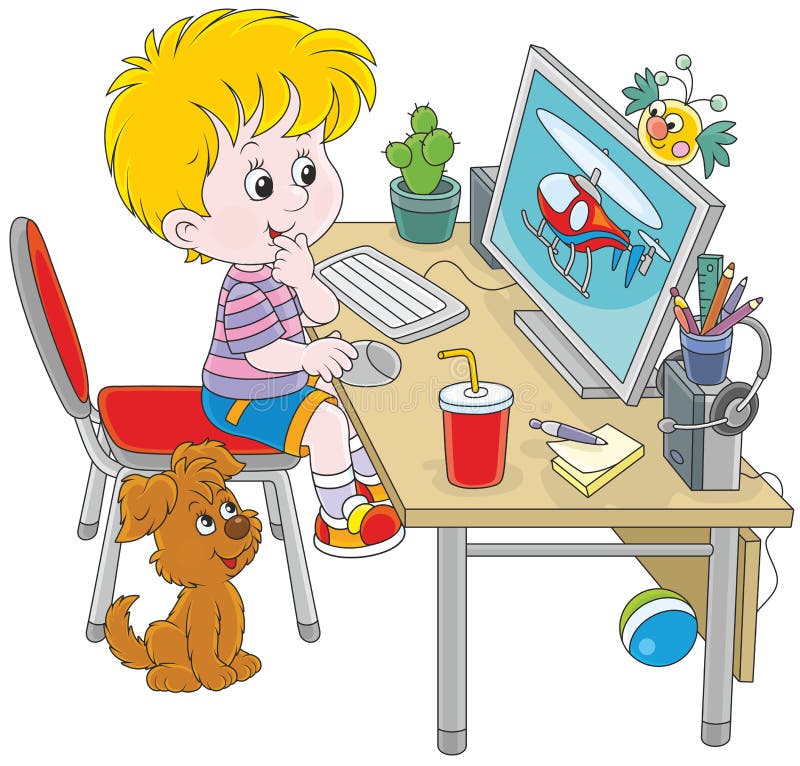 Cartoon Boy Playing Computer Game Stock Illustrations – 1,157 Cartoon ...