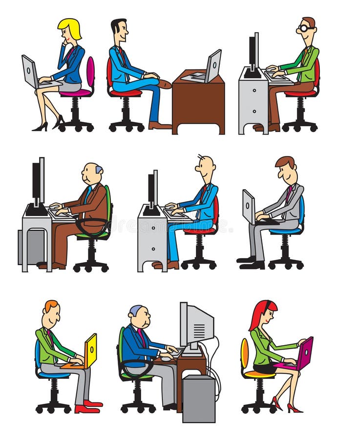 Little computer people stock vector. Illustration of freelancer - 10714113