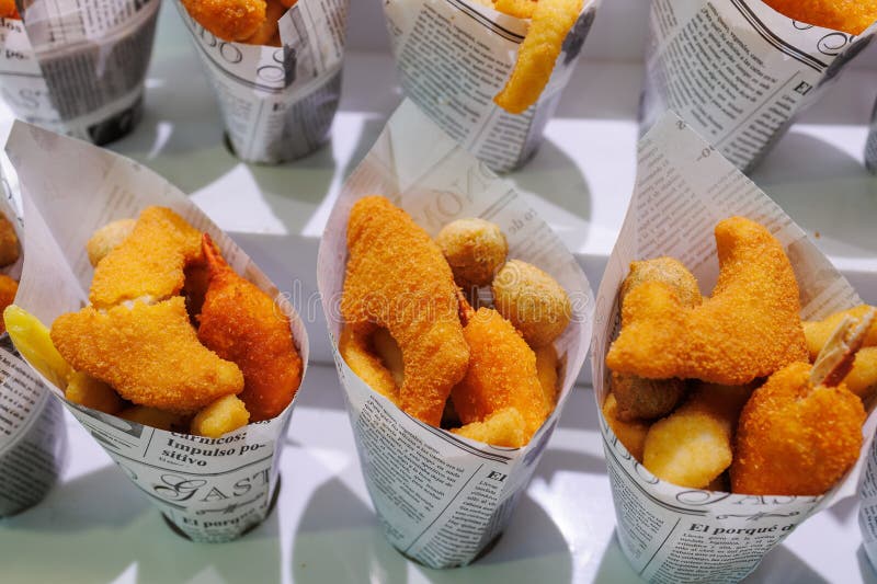 Little Containers Ready for Fast Food Consumption with Fried Fish and ...