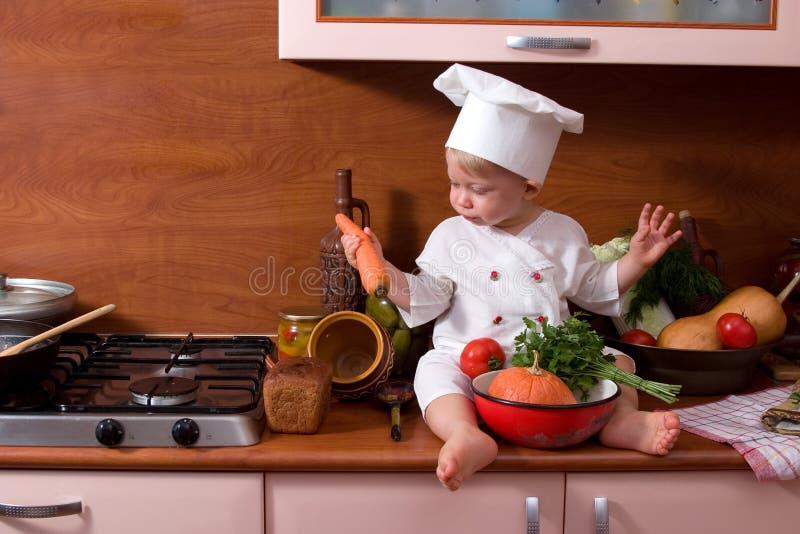 Little cook stock image. Image of cuisine, infant, expressive - 1736625