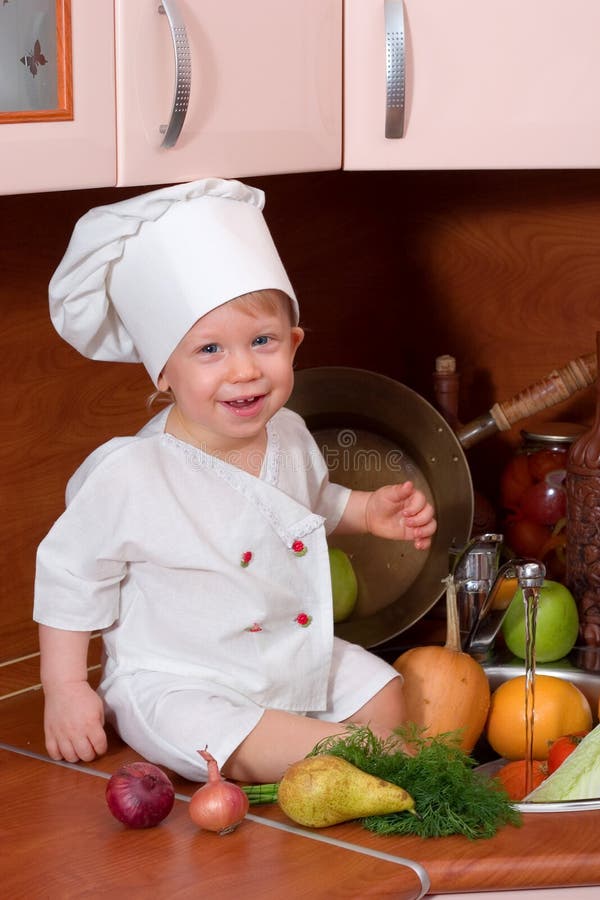Little cook stock image. Image of cuisine, infant, expressive - 1736625