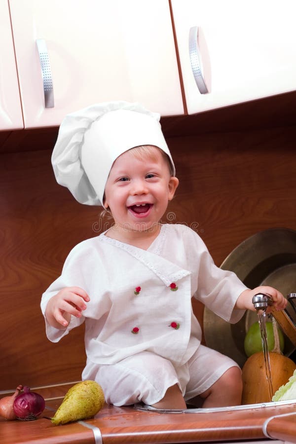 Little cook stock image. Image of cuisine, infant, expressive - 1736625