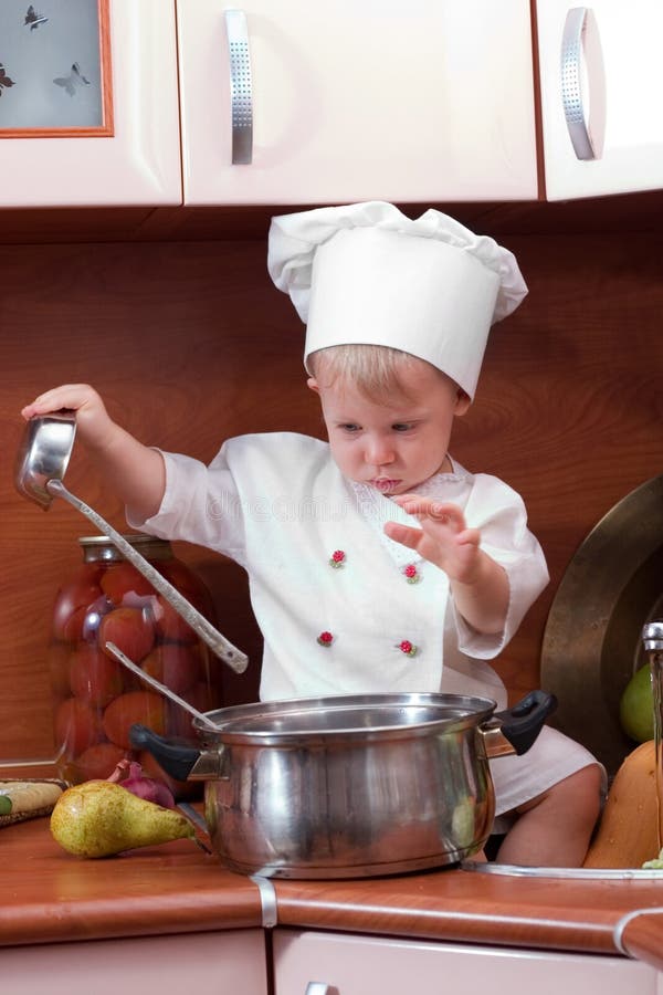 Little cook stock image. Image of cuisine, infant, expressive - 1736625
