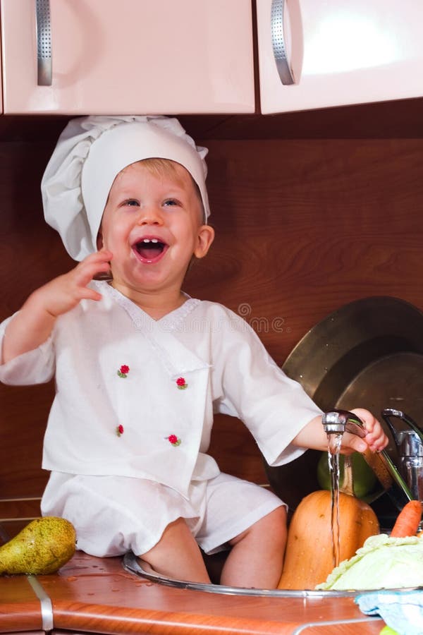 Little cook stock image. Image of chef, children, vegetables - 2445609