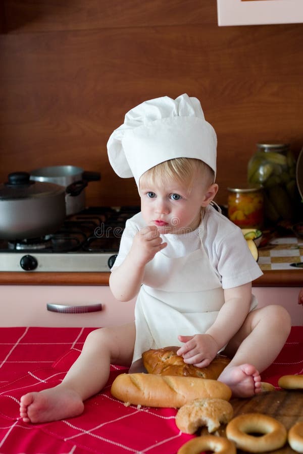 Little cook stock image. Image of cuisine, infant, expressive - 1736625