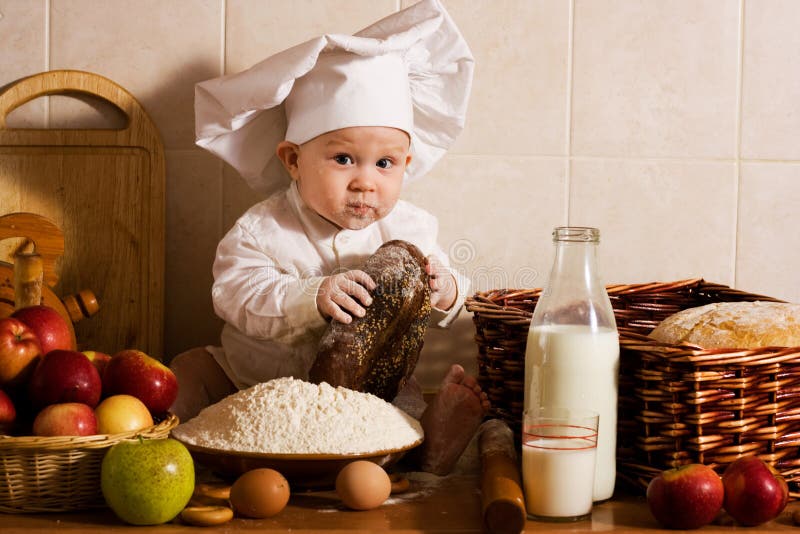 Little cook stock image. Image of cuisine, infant, expressive - 1736625