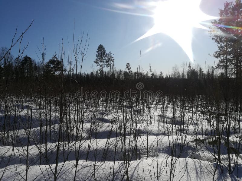 A Little Cool Weather, but the Blinding Sun Warms the Cold Earth Stock ...